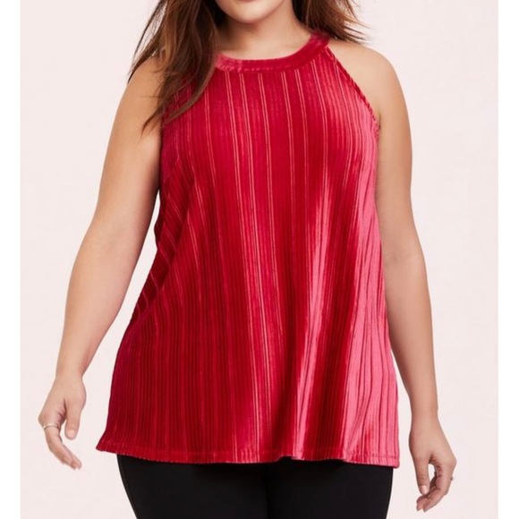 torrid | Tops | Torrid Red Velvet Pleated Goddess Tank Size 5x | Poshmark